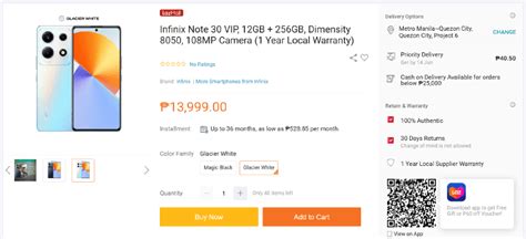 Infinix NOTE 30 VIP Now Listed In PH Up To 21GB RAM Dimensity 8050 Chip PHP 13 999 Price Tag