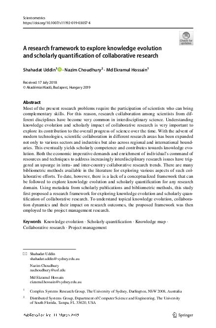 pdf a research framework to explore knowledge evolution and scholarly
