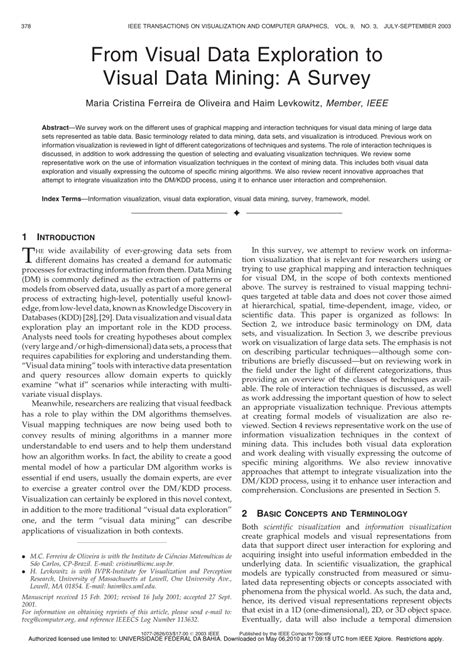 Pdf From Visual Data Exploration To Visual Data Mining A Survey