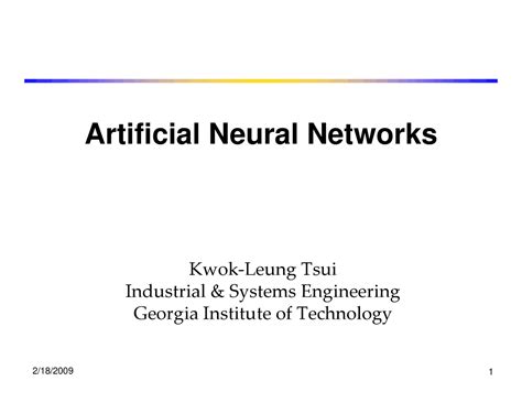 Artificial Neural Networks Lecture Slides Isye 7406 Docsity