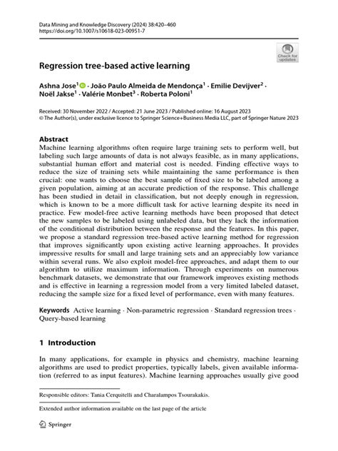 Regression Tree Based Active Learning Pdf