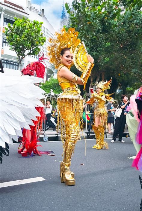 Vietnam Nha Trang June 09 2025a Girl In A Gilded Carnival Costume
