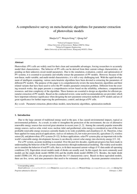 Pdf A Comprehensive Survey On Meta Heuristic Algorithms For Parameter Extraction Of