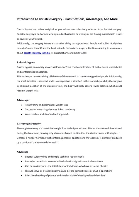 Ppt Introduction To Bariatric Surgery Classifications Advantages