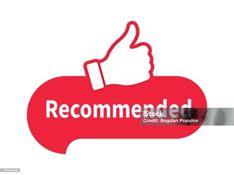 프로모션 디자인을 위해 엄지 손가락이있는 추천 배너 기호와 같은 추천 배지 1위에 대한 스톡 벡터 아트 및 기타 이미지 1위 모방 가격 Istock