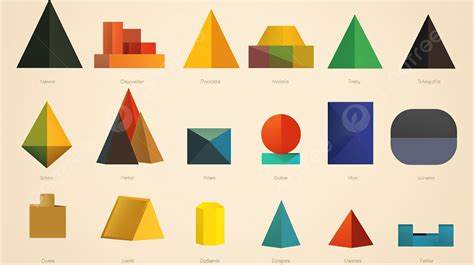 베이지색 배경에 다양한 색상의 몇 가지 다른 다각형 모양 모양 사진과 이름 배경 일러스트 및 사진 무료 다운로드 Pngtree