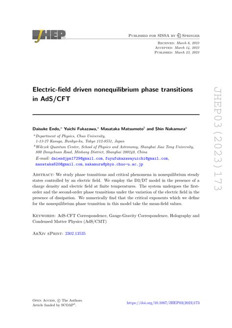 Pdf Electric Field Driven Nonequilibrium Phase Transitions In Ads Cft