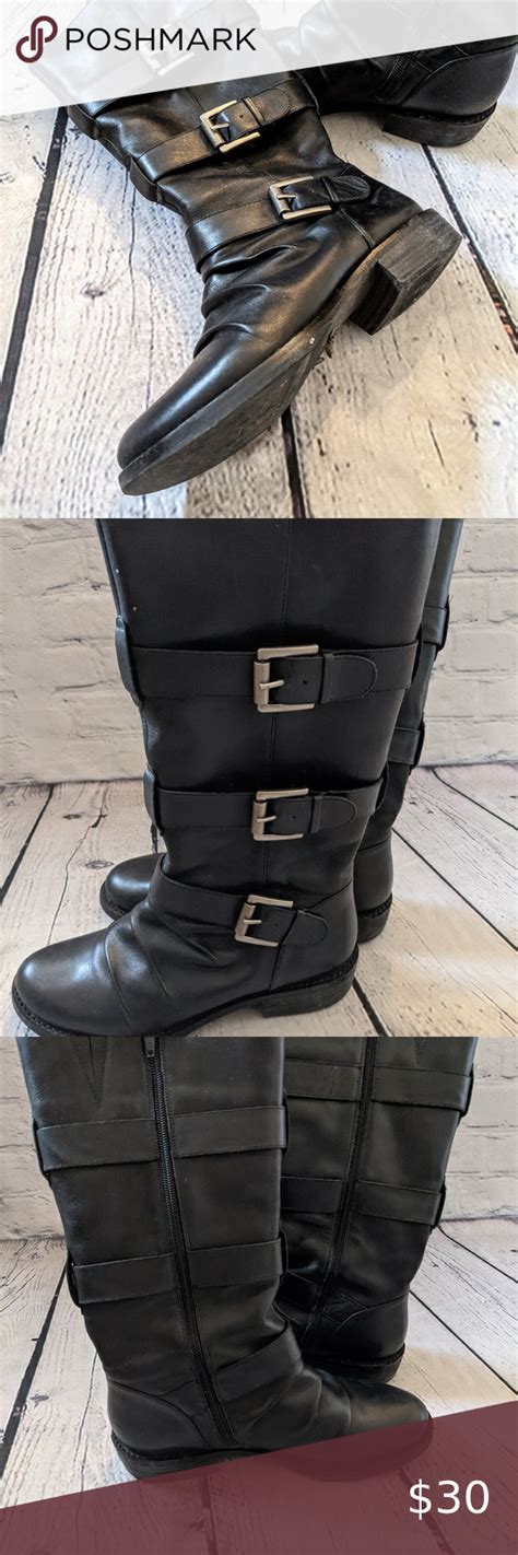 Bcbgeneration Black Mid Calf Moto Boots Leather Boots Women Moto