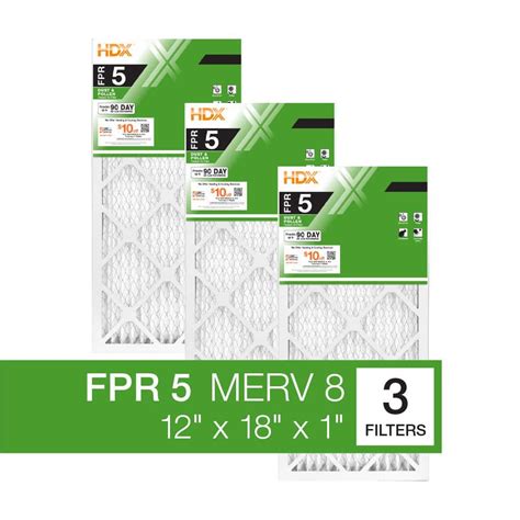 Hdx 12 In X 18 In X 1 In Standard Pleated Air Filter Fpr 5 Merv 8