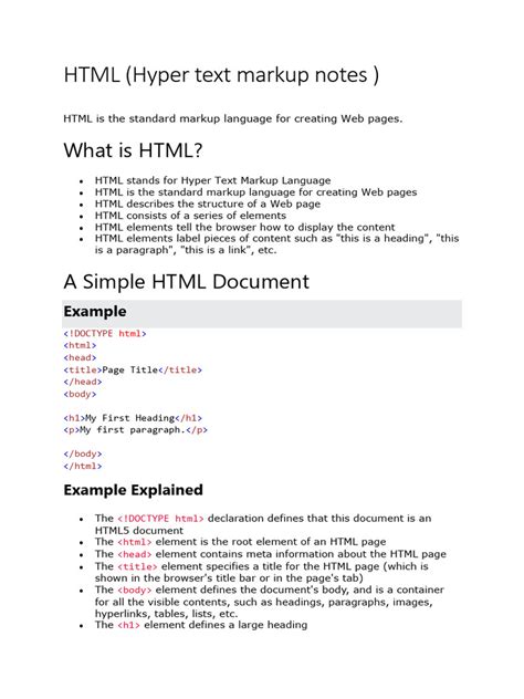 html notes pdf html html element