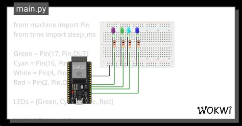 ณัฐกมล 4หลอดไล่กะพริบ Wokwi Esp32 Stm32 Arduino Simulator