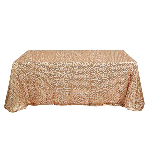 Payette Sequin Tablecloth 90x156 Matte Champagne Efavormart