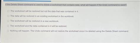 Solved If The Delete Sheet Command Is Used To Delete A