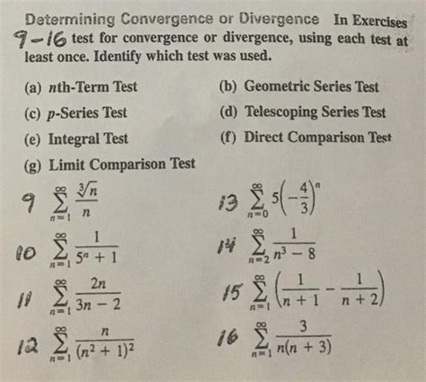 Solved Determining Convergence Or Divergence In Exercises