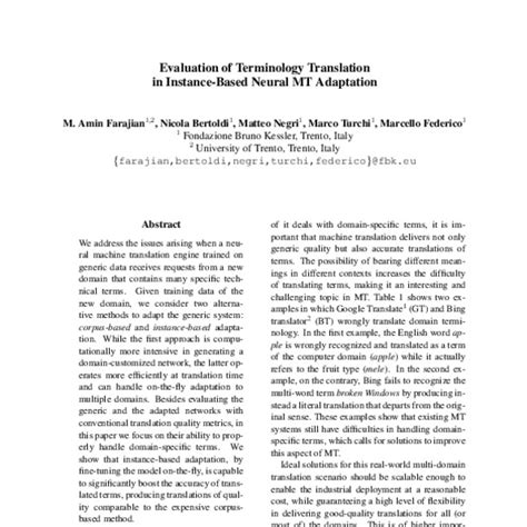 Evaluation Of Terminology Translation In Instance Based Neural Mt