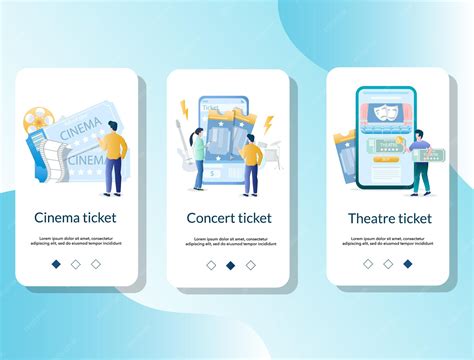 Premium Vector Tickets Mobile App Onboarding Screens Vector Template
