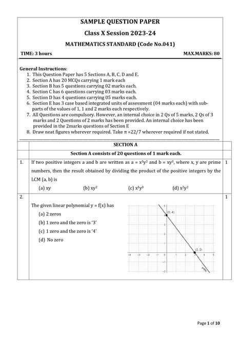 Cbse Class 10 Maths Sample Question Paper 2023 24 With Solutions Cbse Guidance