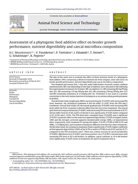 Assessment Of A Phytogenic Feed Additive Effect On Broiler Growth Performance Nutrient