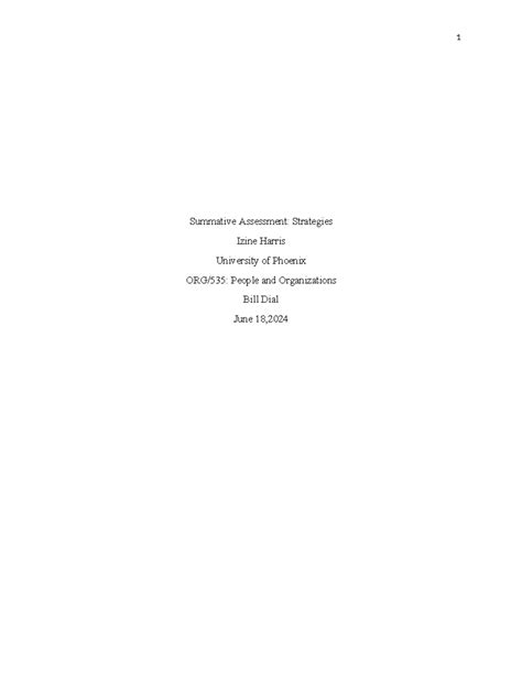 Summative Assessment Strategies Summative Assessment Strategies Izine Harris University Of