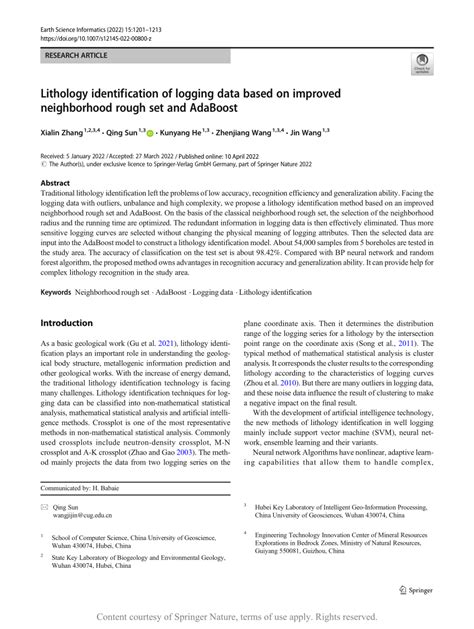 Lithology Identification Of Logging Data Based On Improved Neighborhood Rough Set And Adaboost