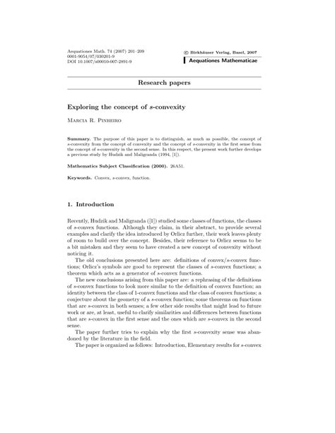 Pdf Exploring The Concept Of S Convexity
