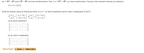 Solved Let T Rm Rn And S Rn Rp Be Linear Chegg Com