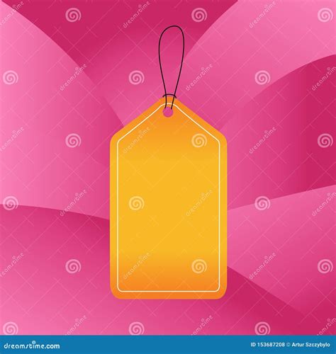 Colored Tag Vertically Positioned Rectangle Label Empty Badge Bound By String With Side Seams