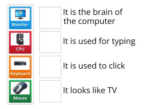 Computer Parts And Functions Match Up