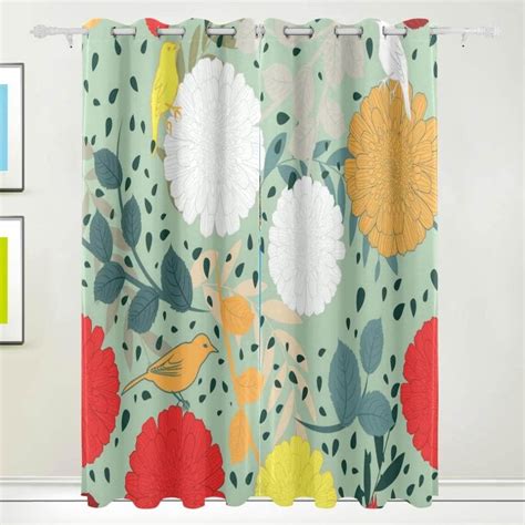 Bestwell Flower Leaf Bouquet Blackout Curtain For Bedroom 2 Panels