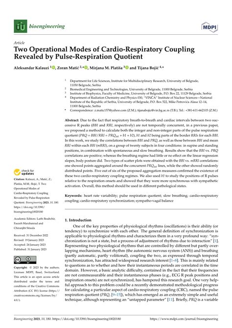 Pdf Two Operational Modes Of Cardio Respiratory Coupling Revealed By Pulse Respiration Quotient
