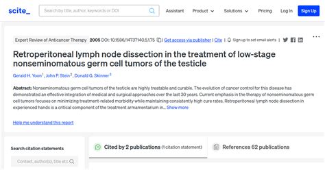 Retroperitoneal Lymph Node Dissection In The Treatment Of Low Stage