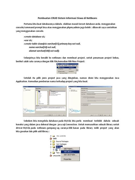 pdf 1 pembuatan crud sistem informasi siswa di netbeans dokumen tips