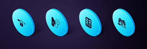 이소성 질환 폐 니코틴 껌을 물집 팩에 담아 건강한 호흡과 금연 아이콘을 설정합니다 벡터 3차원 형태에 대한 스톡 벡터 아트 및