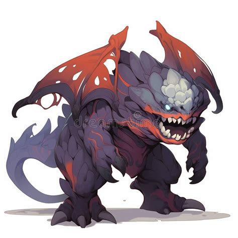 A Dragon Character With Vibrant Red And Black Claws Large Expressive Eyes Stock Illustration