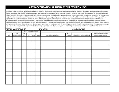 Clinical Supervision Log Template