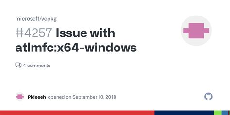 Issue With Atlmfcx64 Windows · Issue 4257 · Microsoftvcpkg · Github