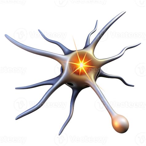 Dramatic Traditional A Single Isolated Neuron Firing Electrical Impulses Bright White Light