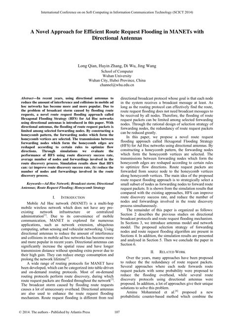 Pdf A Novel Approach For Efficient Route Request Flooding In Manets With Directional Antennas
