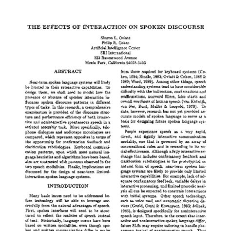 The Effects Of Interaction On Spoken Discourse Acl Anthology