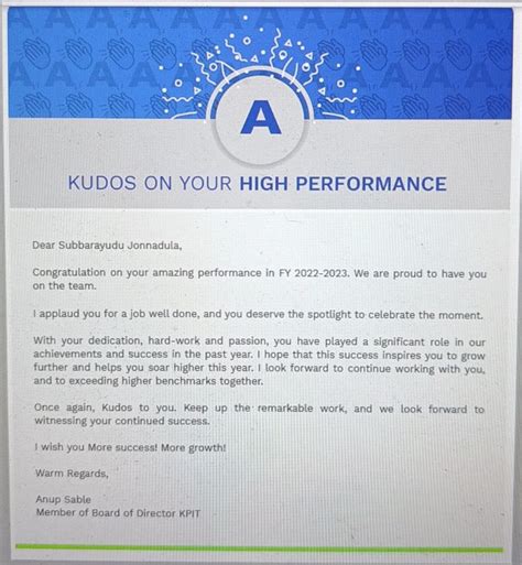 Subbarayudu Jonnadula On Linkedin Kpit Highperformance Achievement