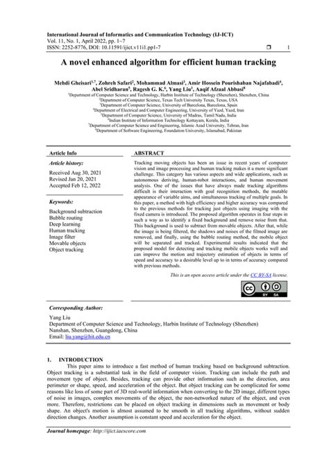 A Novel Enhanced Algorithm For Efficient Human Tracking Pdf Cameras