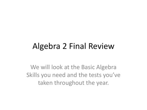 Algebra Final Review