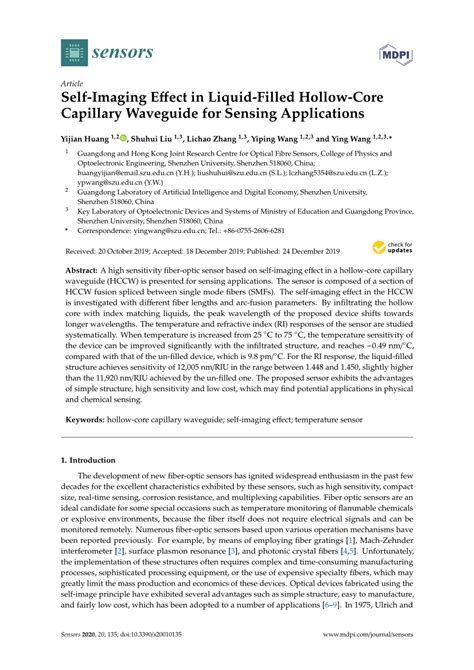 Pdf Self Imaging Effect In Liquid Filled Hollow Core Capillary