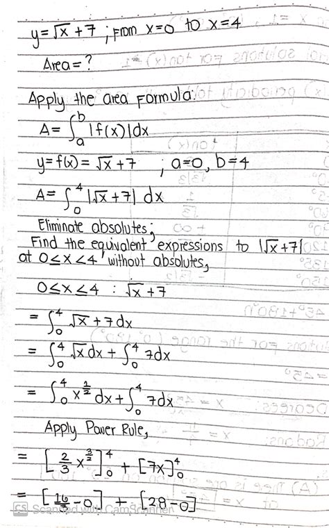 Solved Find The Area Under The Given Curve Y Vx 7 From X 0 To X 4 Course Hero