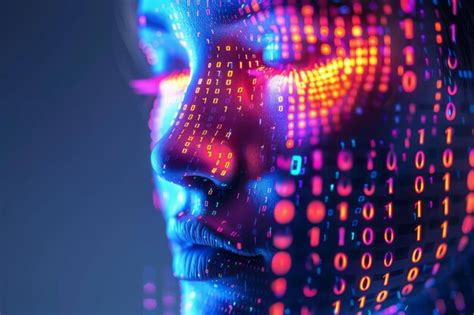 Womans Face With Binary Code Digital Art Premium AI Generated Image