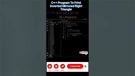 Program Of Print Inverted Mirrored Right Tringle In C Shorts Youtube Trending Ytshorts