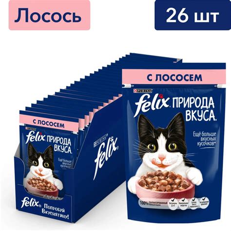 Влажный корм для кошек Felix Природа вкуса лосось 75 г X 26 шт купить на Ozon по низкой цене