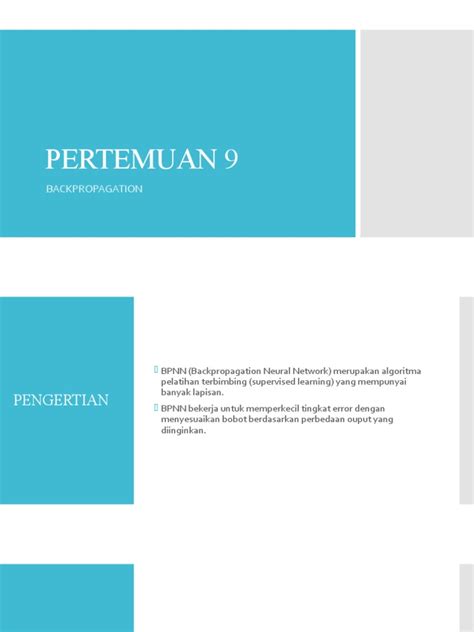 Pertemuan 9 Backpropagation Pdf