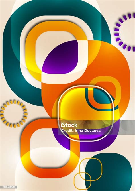 둥근 사각형이 겹쳐서 기하학적추상 배경 구성을 형성합니다 벽지 배너 배경 카드 일러스트 방문 페이지 커버 포스터 전단지에 대한 디자인 템플릿 0명에 대한 스톡 벡터 아트 및