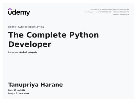 Tanupriya Harane On Linkedin Udemy Pythondeveloper Pythonprogramming Codingbootcamp